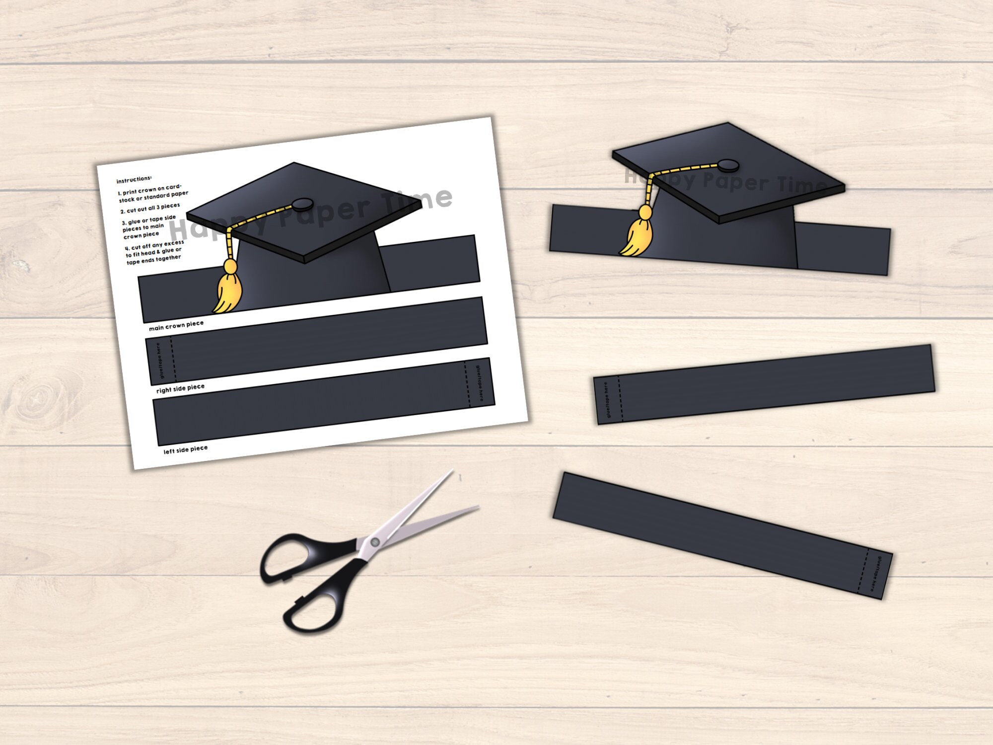 Graduation Cap Paper Crown Party Teacher Printable Kids Craft - Etsy