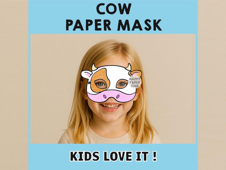 Cow Mask Farm Printable Farm Animal Party Favor Animal Mask Cow Animal ...