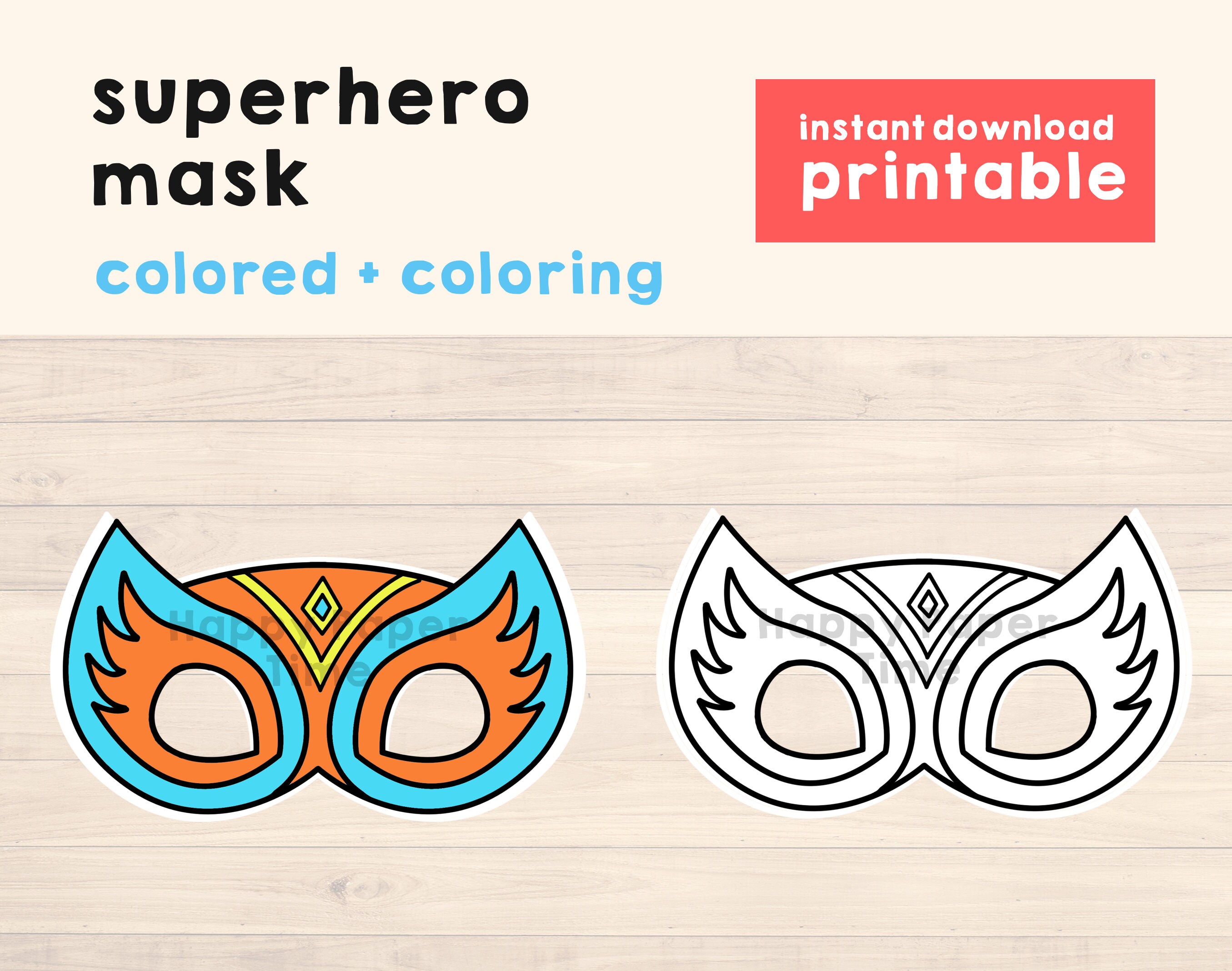 Superhero Mask Costume Hero Mask Printable Party Favor Craft - Etsy