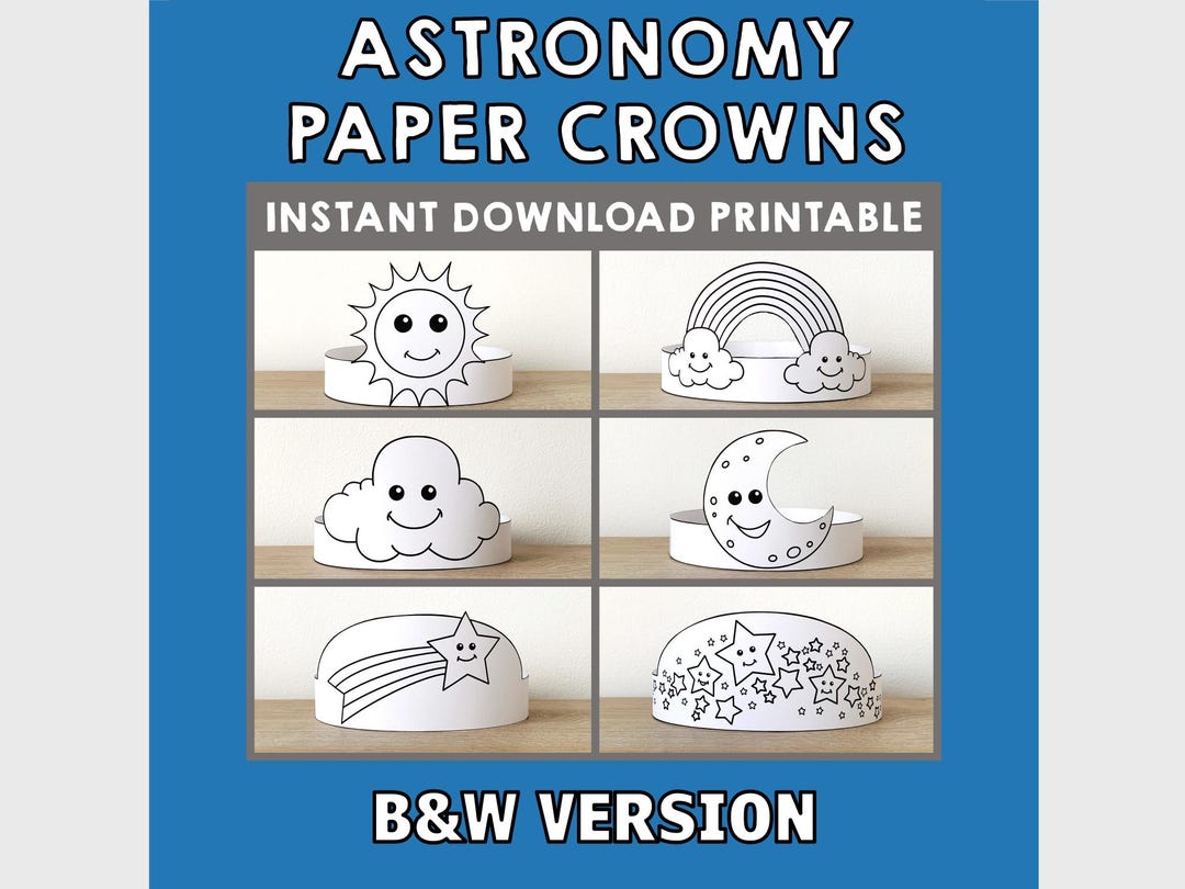 Astronomy Paper Crowns Coloring Sun Rainbow Moon Cloud Shooting Stars ...