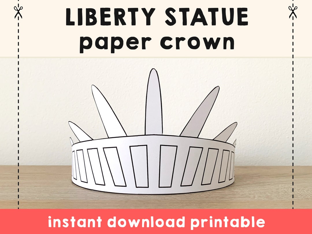 Statue of Liberty Paper Crown Coloring Printable Kids Craft Birthday ...