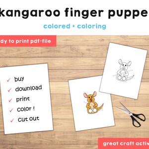 Kangaroo Paper Craft Printable Australian Animal Finger Puppet Kids ...