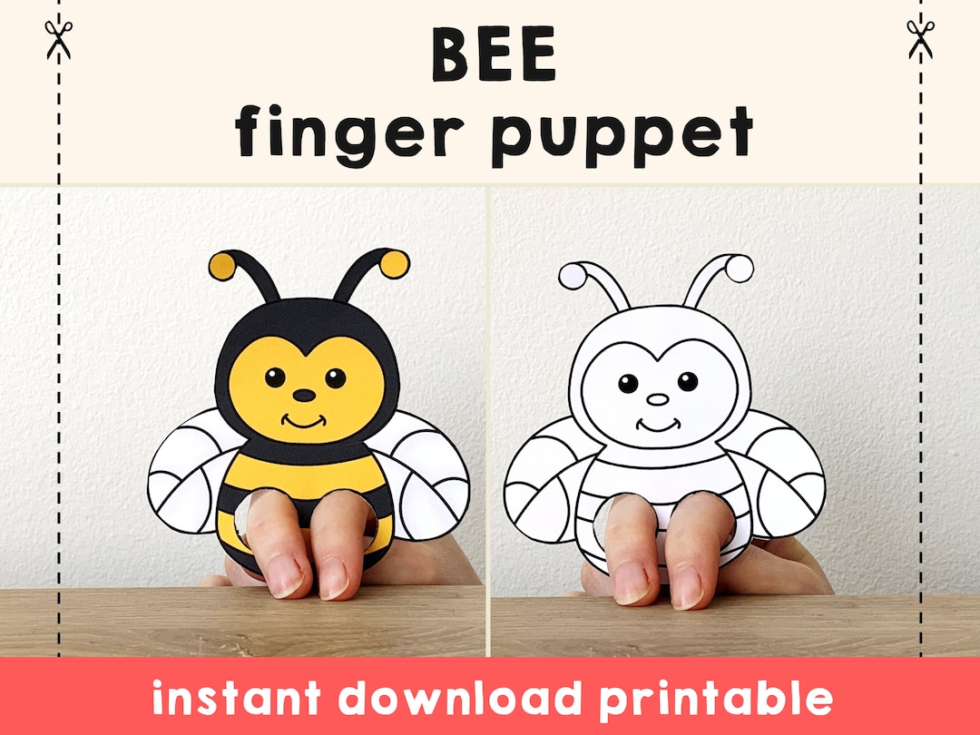 Bee Paper Craft Printable Finger Puppet Template Kids Craft Activity ...