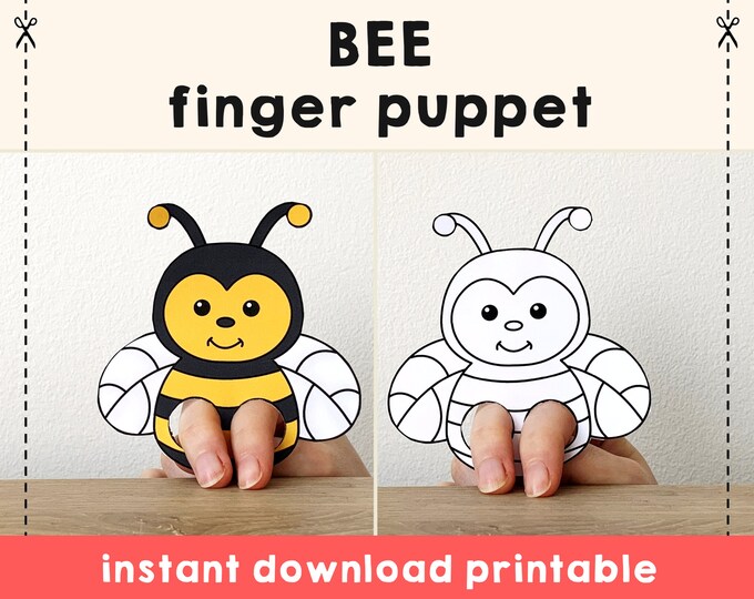 Bee Paper Craft Printable Finger Puppet Template Kids Craft Activity ...