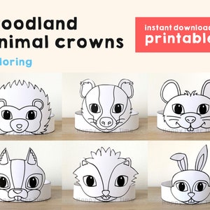 Woodland Animals Paper Crowns Hedgehog Mouse Squirrel Rabbit - Etsy