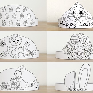 Easter Paper Crown Coloring Headband Easter Spring Cut Out Party ...