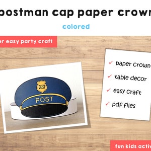 Postman Cap Hat Paper Crown Party Printable Kids Craft Community ...