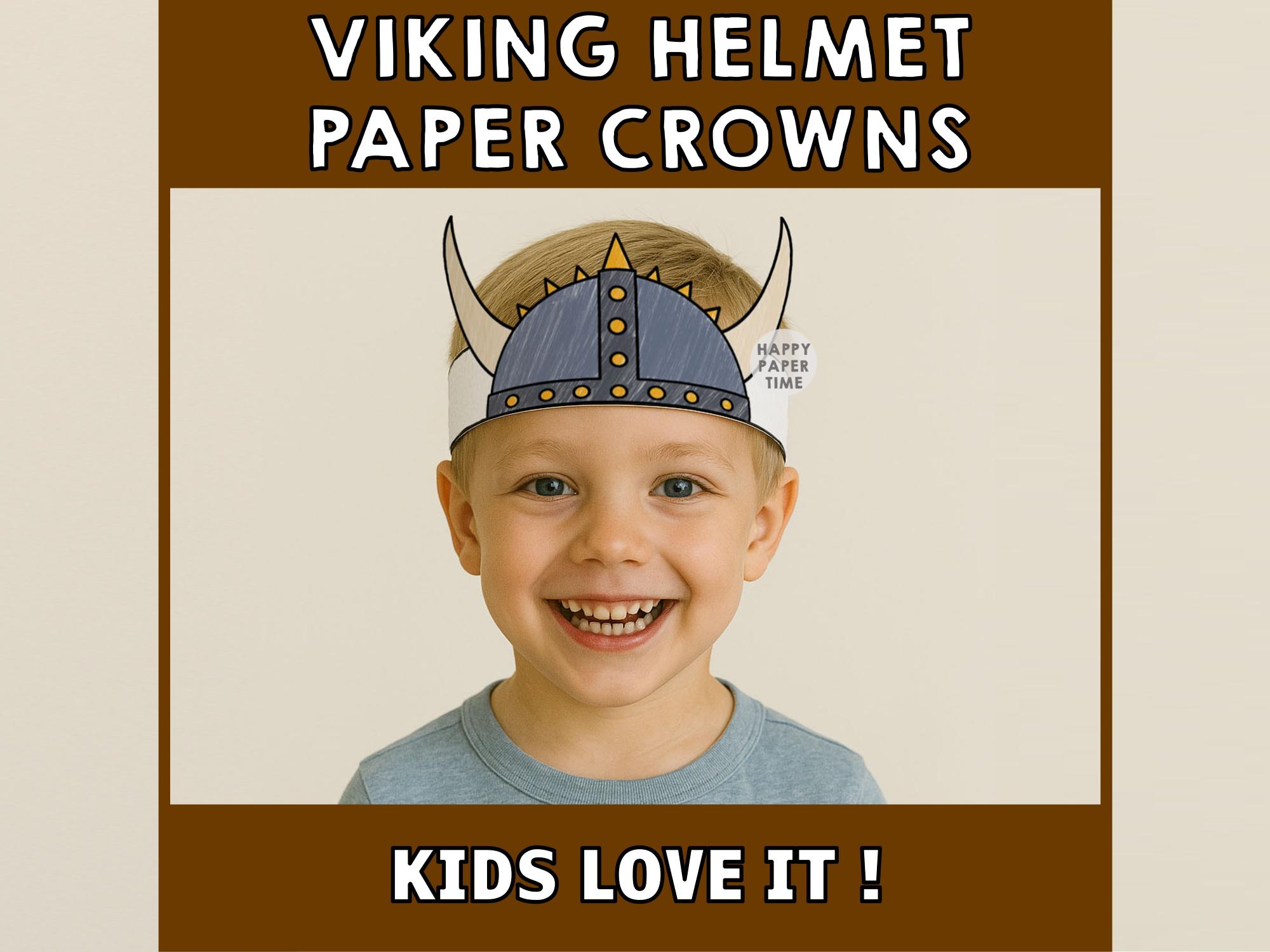 Viking Helmet Paper Hat Crown Headband Activity Printable Kids Medieval ...