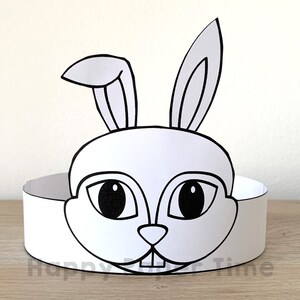 Rabbit Bunny Paper Crown Template Coloring Activity Printable Kids ...