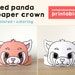 Red Panda Paper Crown Party Coloring Printable Kids Craft - Etsy
