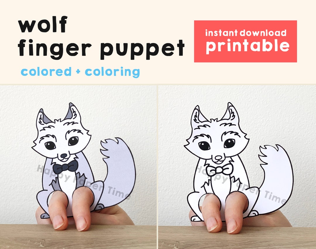 Wolf Paper Craft Printable Woodland Animal Finger Puppet Kids Craft ...