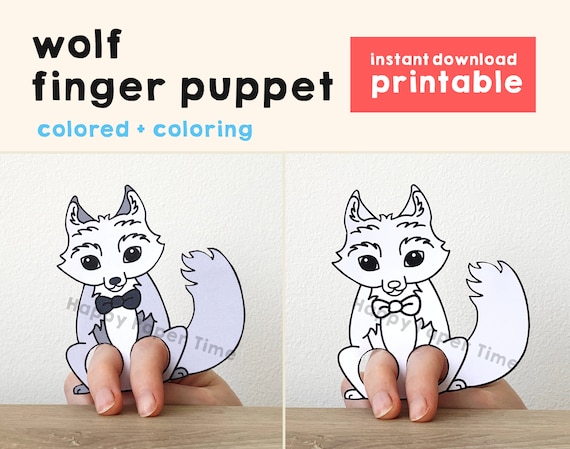 Wolf Paper Craft Printable Woodland Animal Finger Puppet Kids - Etsy