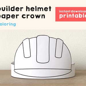 Construction Worker Builder Helmet Paper Crown Party Coloring | Etsy