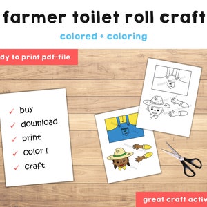 Farmer Toilet Paper Roll Craft Gardener Party Coloring Printable ...