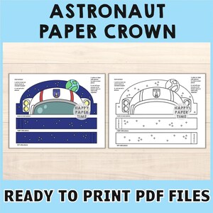 Astronaut Helmet Paper Crown Space Astronomy Party Coloring Printable ...