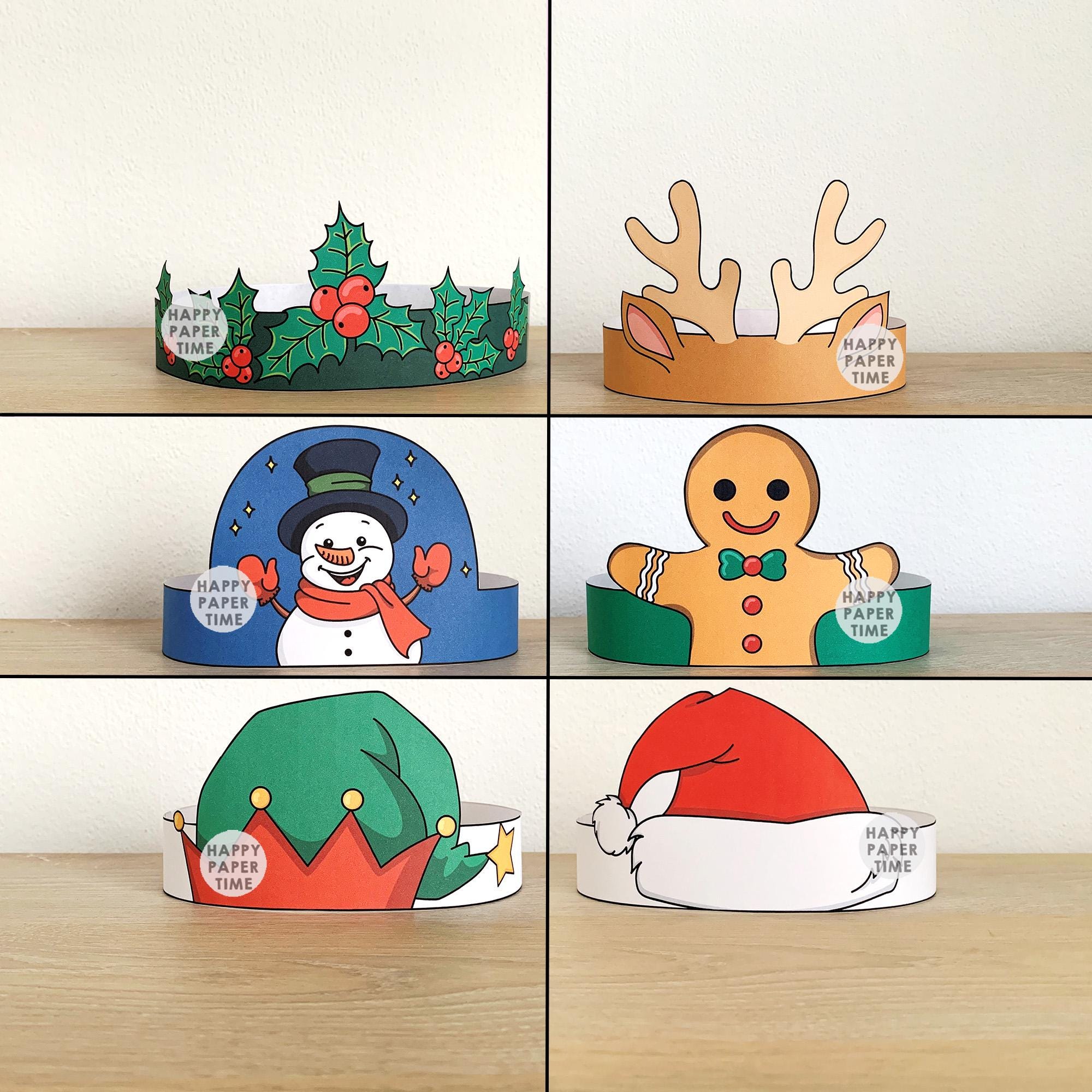 Christmas Paper Crowns Activity Printable Kids Craft Hats Winter ...
