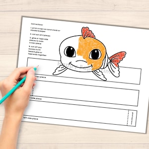 Fish Paper Crown Party Coloring Printable Party Hat Kids Craft Ocean ...