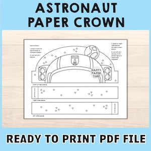 Astronaut Helmet Paper Crown Space Astronomy Party Coloring Printable ...