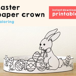 Easter Bunny Hat Paper Crown Coloring Headband Easter Cut Out | Etsy