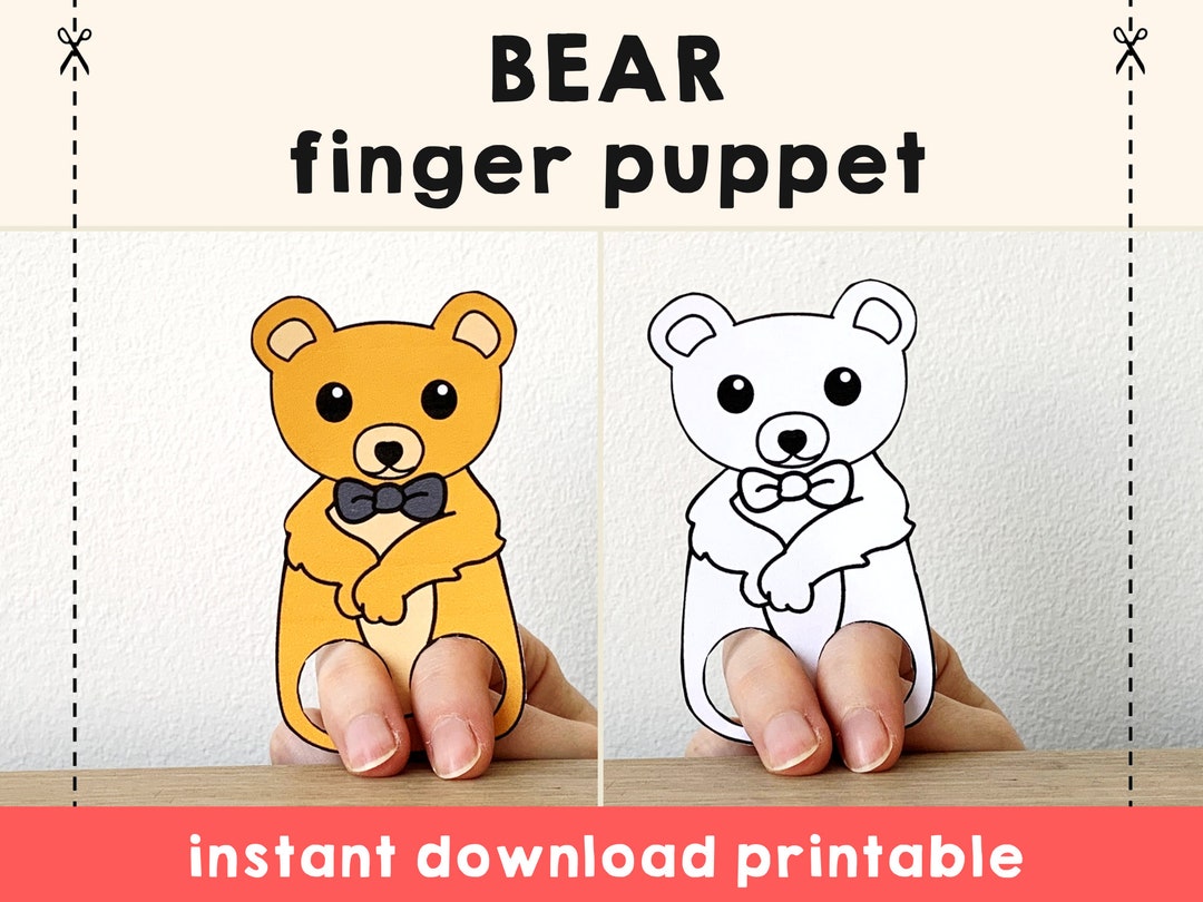 Bear Paper Craft Printable Woodland Animal Finger Puppet Kids Craft ...