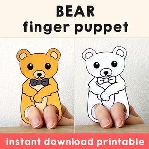 Bear Paper Craft Printable Woodland Animal Finger Puppet Kids Craft ...