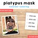 Platypus Mask Costume Animal Mask Printable Party Favor Safari ...