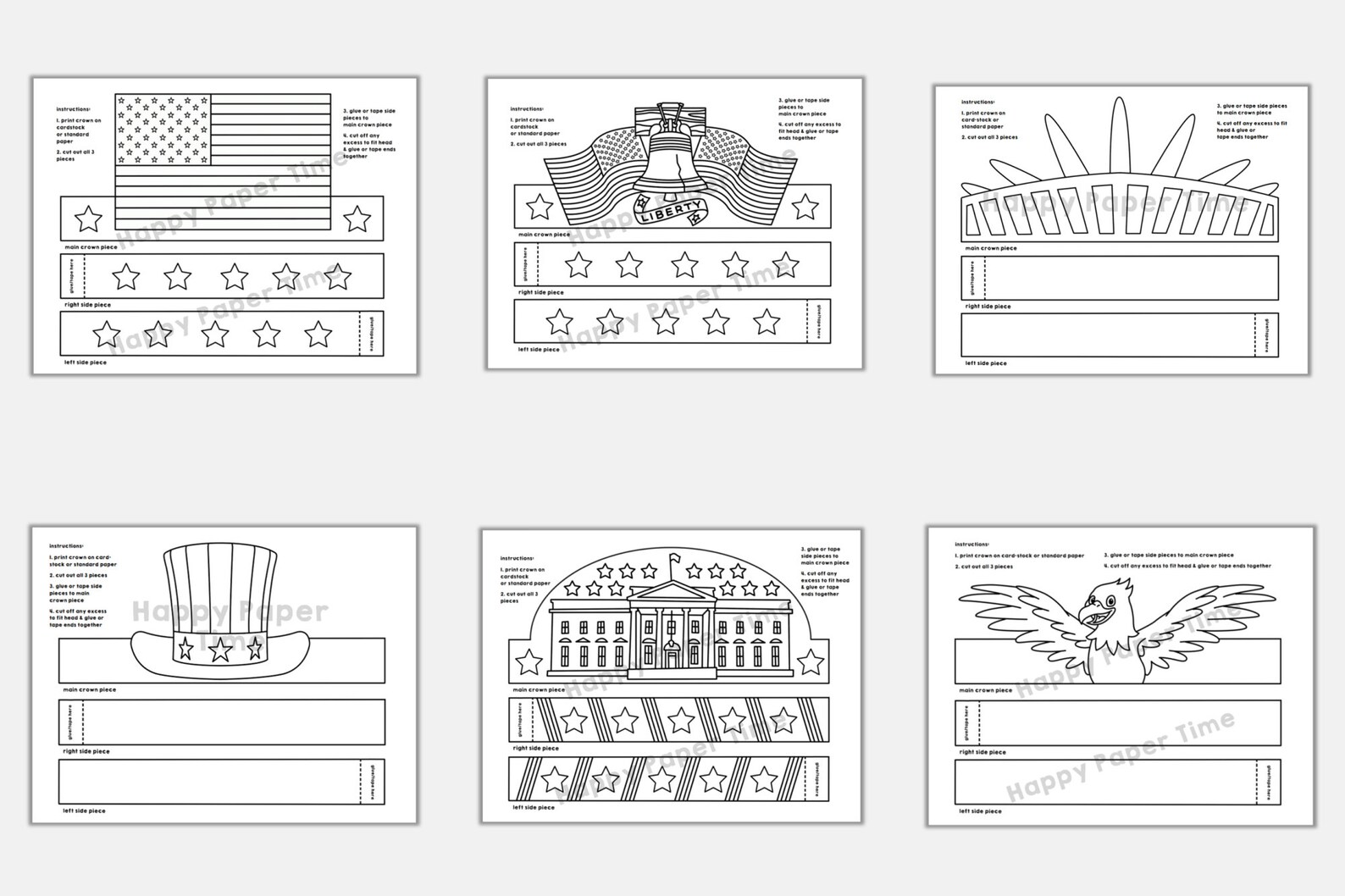 American Symbols Paper Crowns Flag 4th of July Patriotic - Etsy