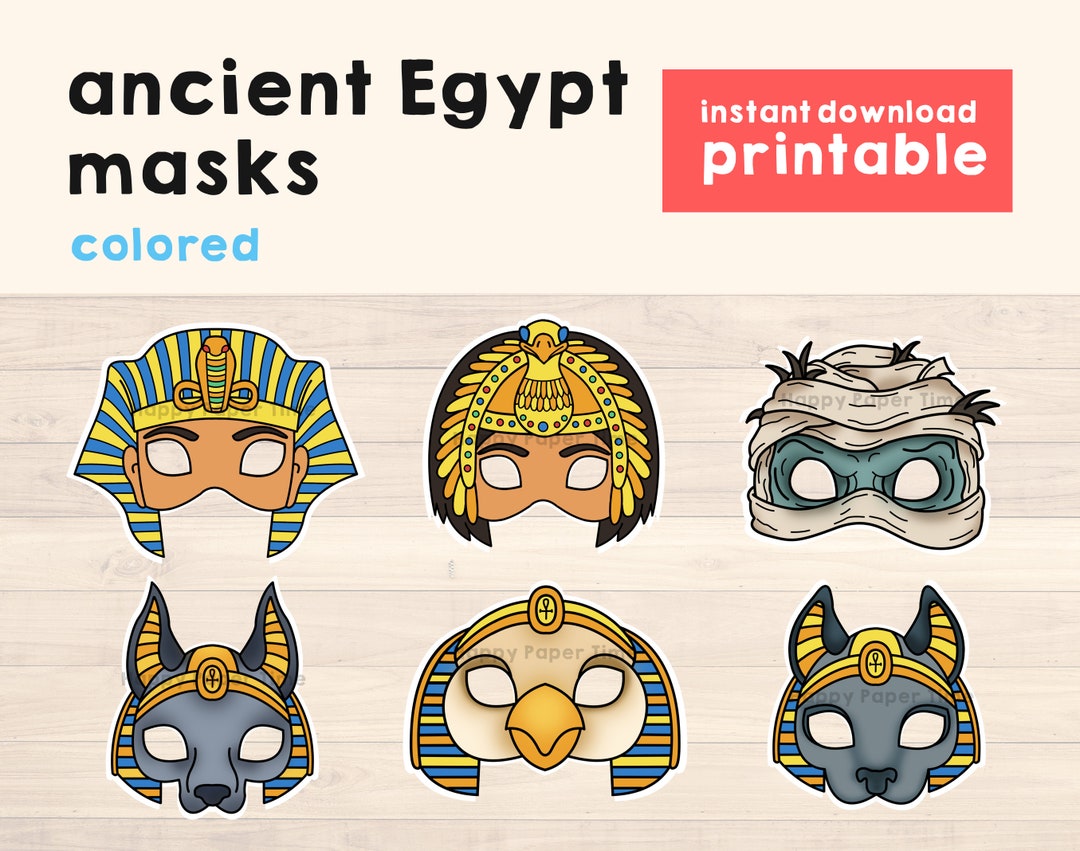 Ancient Egypt Masks Template Pharaoh Cleopatra Mummy Horus - Etsy