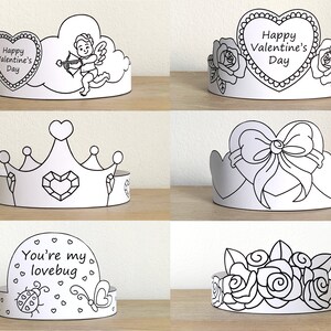 Valentine Paper Crowns Headbands Party Activity Printable Kids Easy ...
