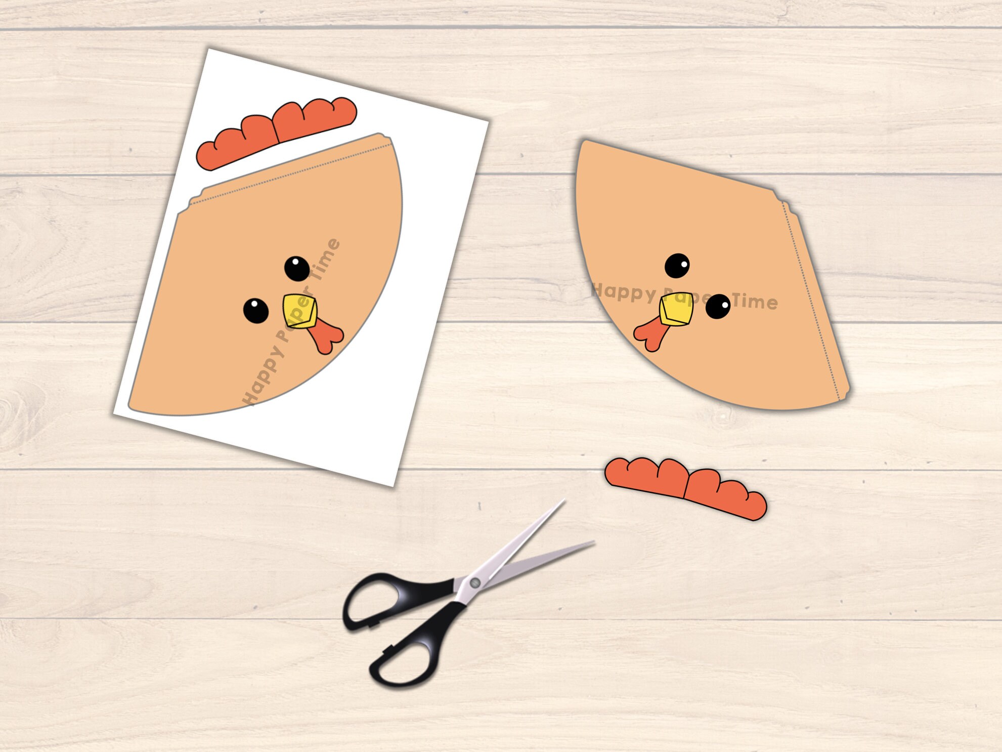 Chicken party hat paper printable Template Print out Farm - Etsy España