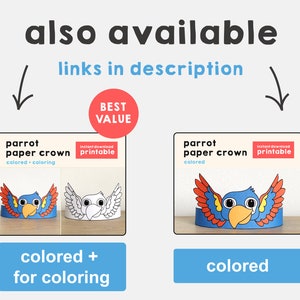Parrot Paper Crown Headband Pet Animal Printable Kids Craft Bird Party ...