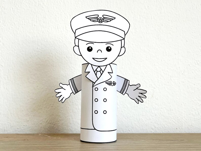 Pilot Toilet Paper Roll Craft Airline Party Coloring Printable ...