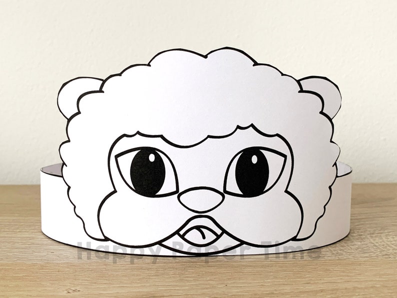Sheep Paper Crown Template Coloring Activity Printable Kids - Etsy