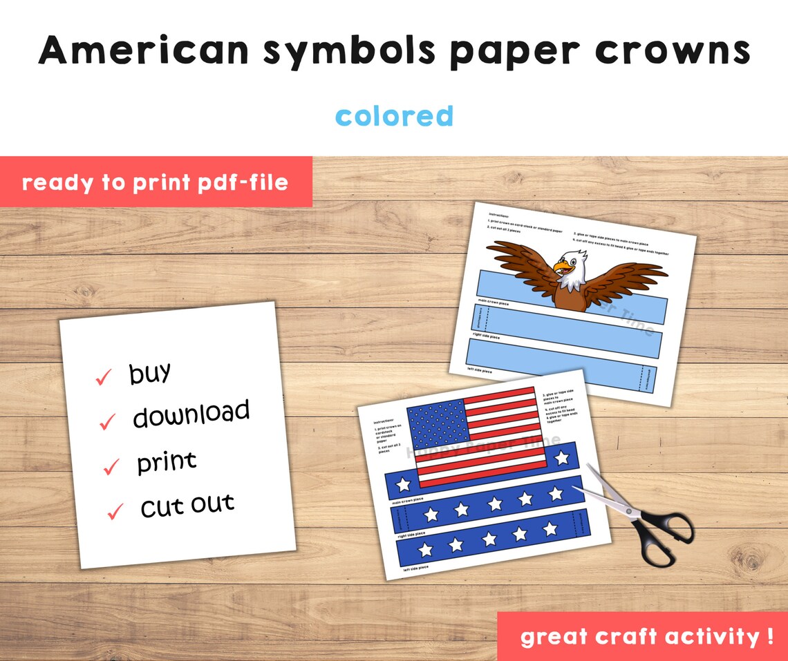 American Symbols Paper Crowns Flag 4th of July Patriotic - Etsy