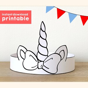 Unicorn Paper Crown Coloring Printable Kids Craft Unicorn - Etsy