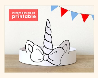 Unicorn Paper Crown Coloring Printable Kids Craft Unicorn | Etsy Australia