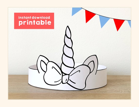 Unicorn Paper Crown Coloring Printable Kids Craft Unicorn - Etsy India
