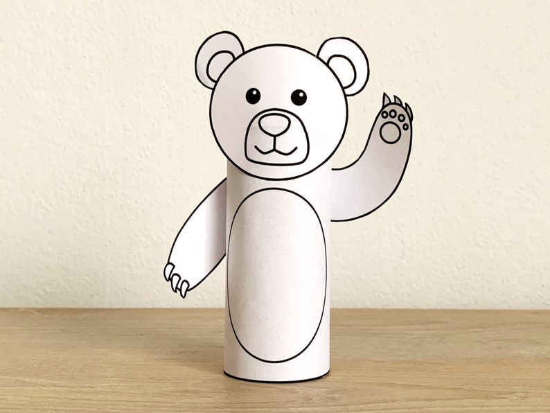 Bear Toilet Paper Roll Craft Forest Woodland Party Coloring - Etsy