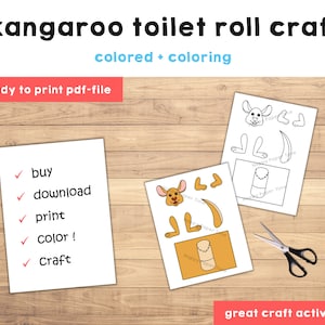 Kangaroo Toilet Paper Roll Craft Australian Animal Party Coloring ...