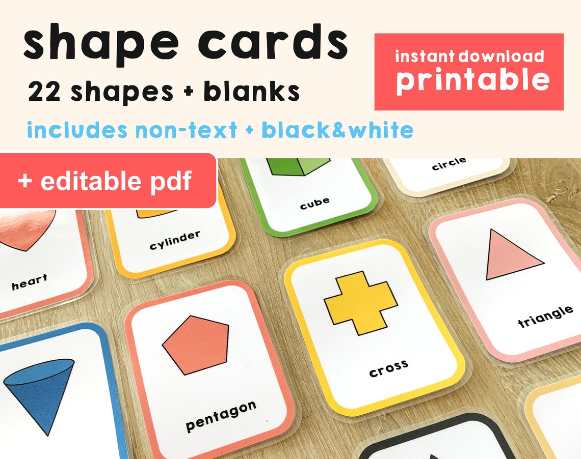 Geometric Shapes Flash Cards Printable Montessori Materials | Etsy