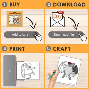 Bat Paper Bag Puppet Printable Halloween Craft Activity Cut Paste ...