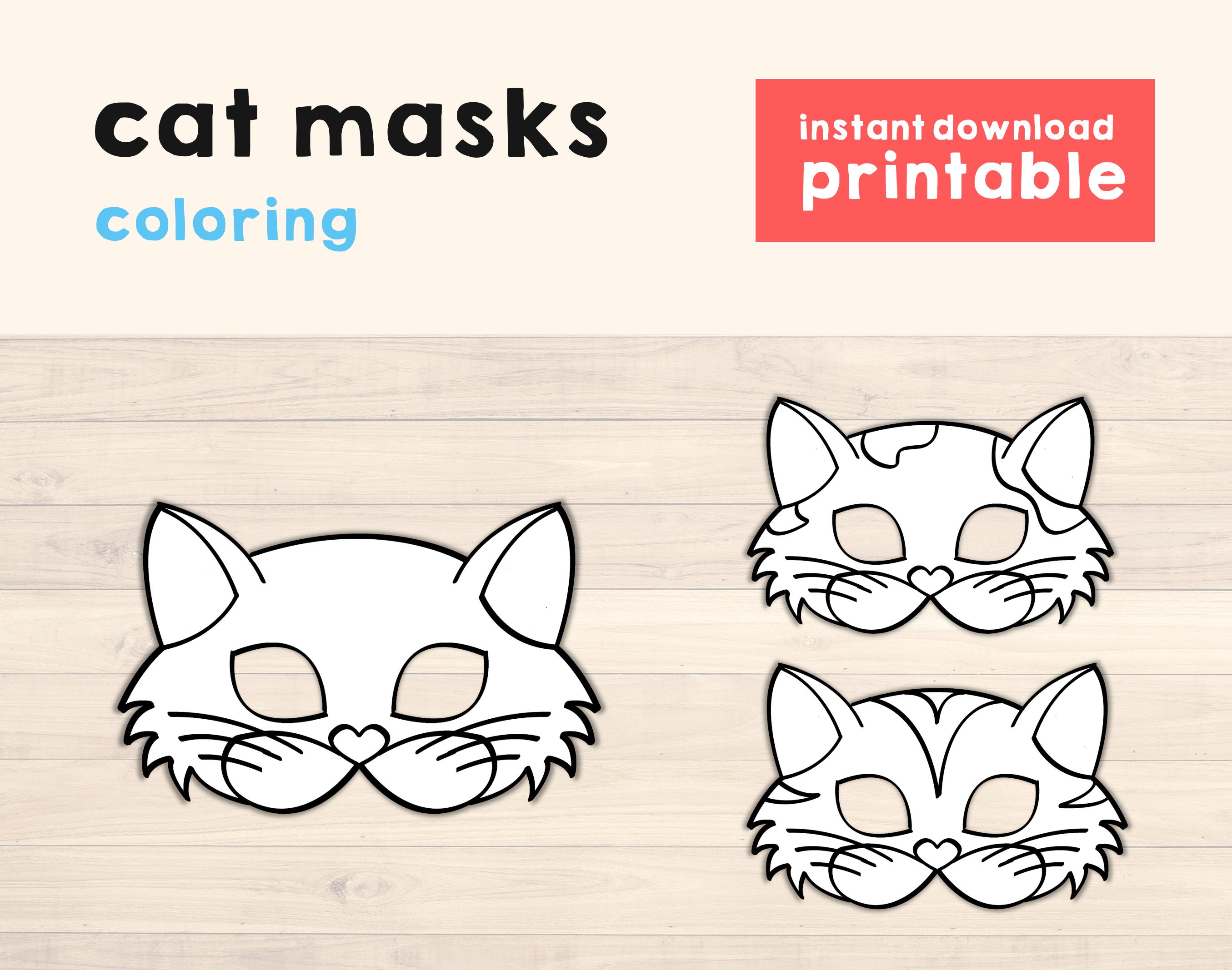 Cat Masks Printable Cat Birthday Party Props Kitty Mask Cat | Etsy