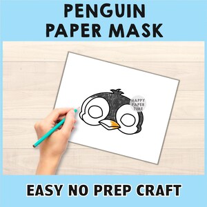 Penguin Mask Paper Craft Costume Diy Polar Animal Mask Template Print ...