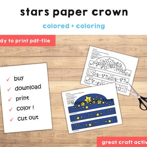 Stars Paper Crowns Astronomy Summer Spring Printable Kids Craft ...