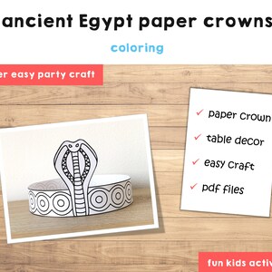 Ancient Egypt Paper Crowns Pharaoh Cobra Cleopatra Isis Scarab Cat Ankh ...