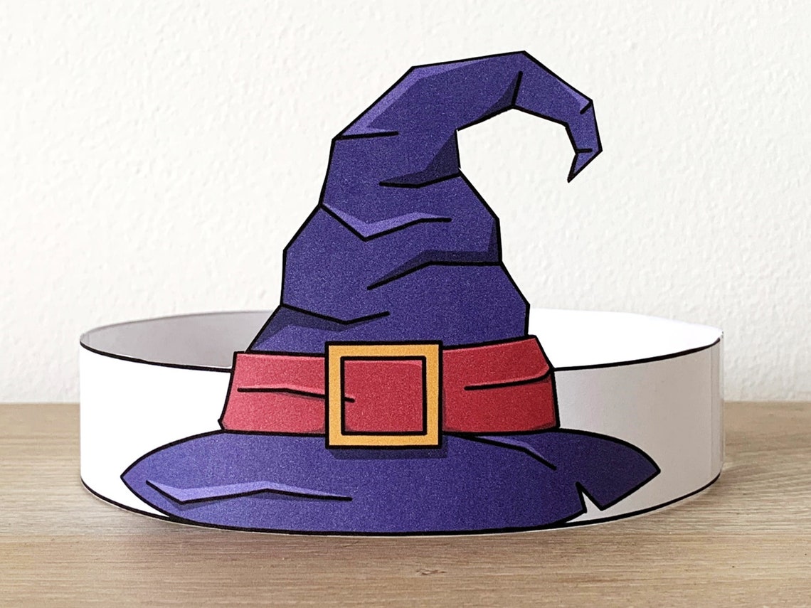 Witch Hat Paper Crown template Halloween Party Headband | Etsy