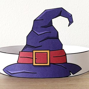 Witch Hat Paper Crown Template Halloween Party Headband Coloring ...