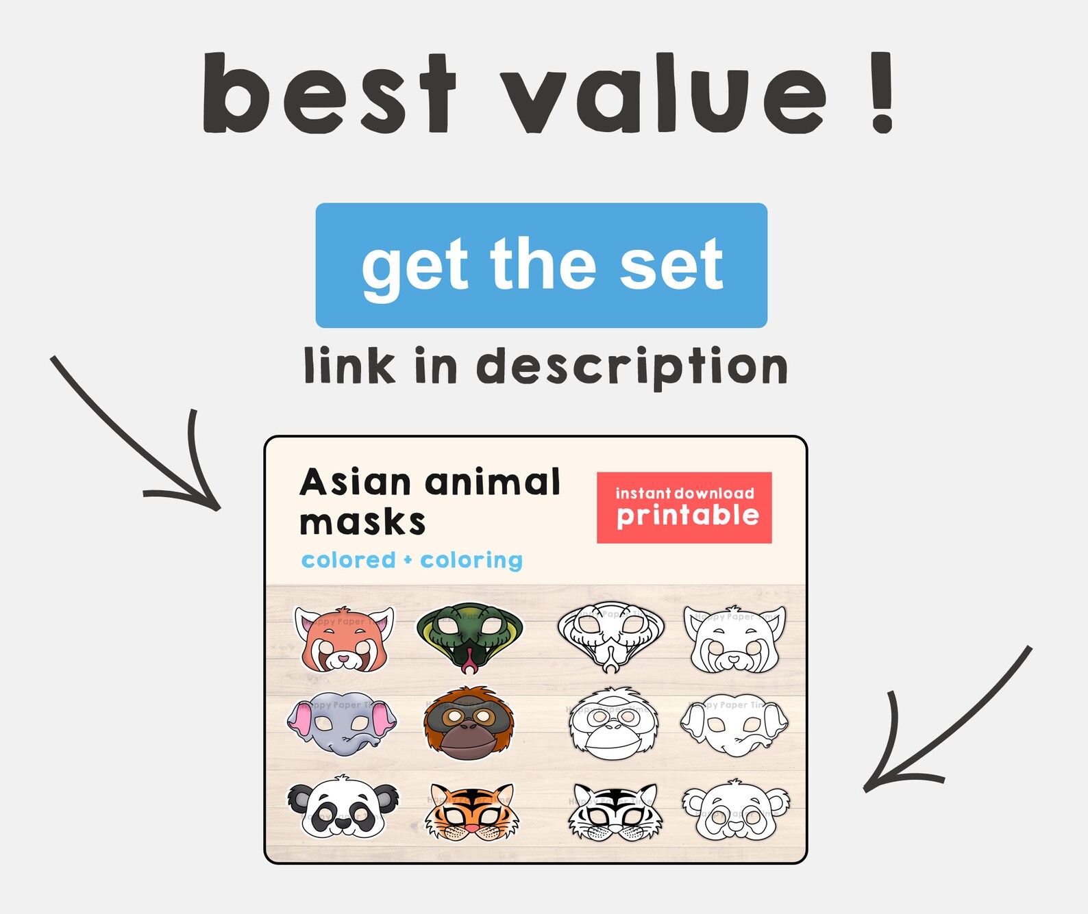 Panda Mask Costume Animal Mask Printable Party Favor Asian - Etsy