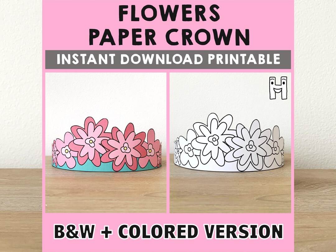 Flower Paper Crown Party Coloring Printable Kids Craft Spring Fairy ...
