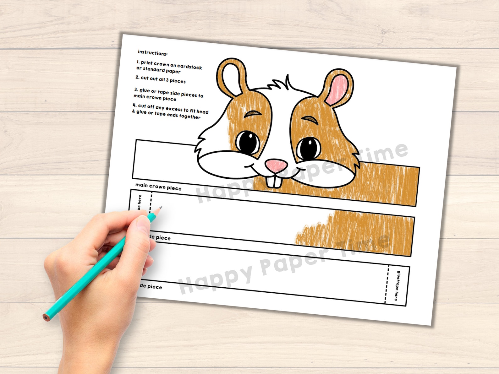 Hamster Paper Crown Headband Pet Animal Printable Kids Craft - Etsy